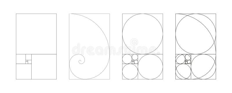 Golden Ratio Template. Set of Harmony Squares. Fibonacci Array, Numbers ...