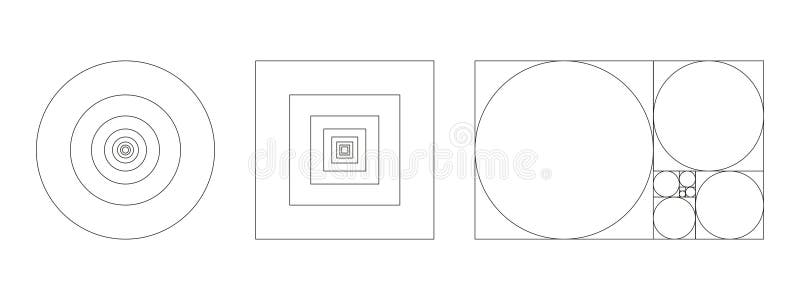 Golden Ratio Templates. Method Golden Section. Fibonacci Shapes, Array ...
