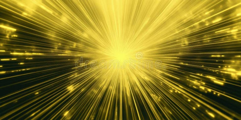 Golden Rays Burst Background with Light Particles, Hyper Speed Effect ...