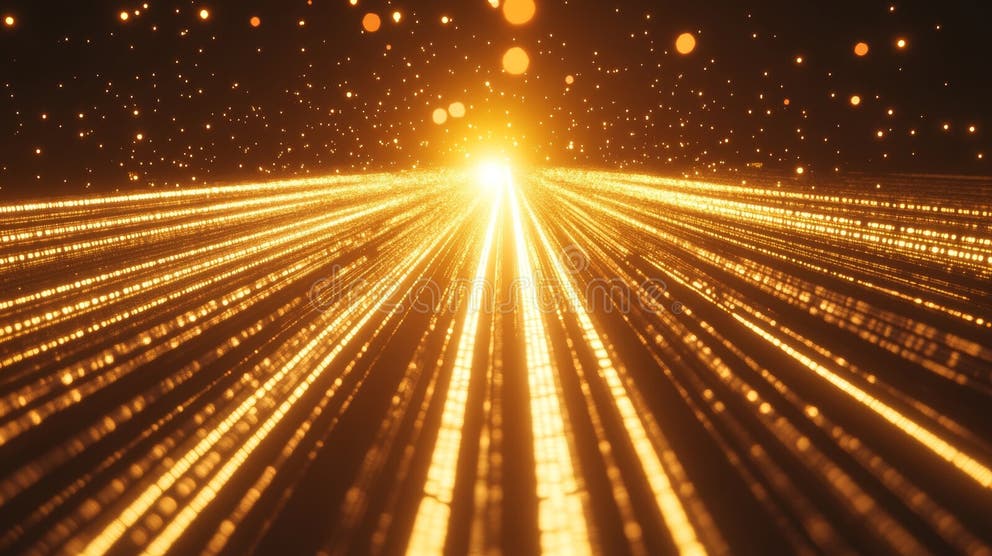 Golden Rays of Data, Abstract Communication and Broadcasting Background ...