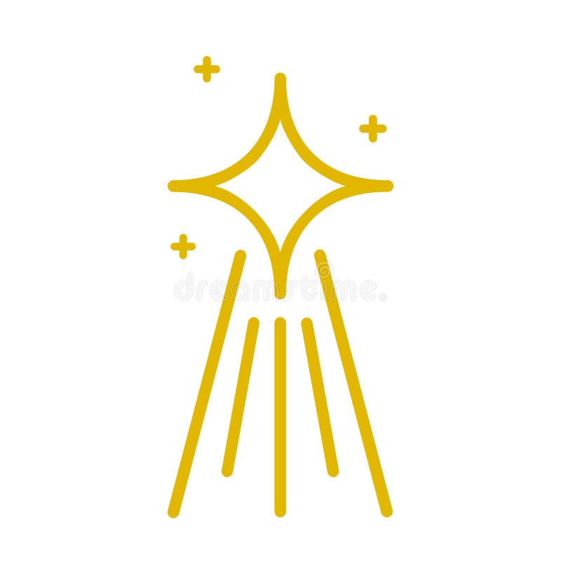 Golden Rays Falling from Sparkling Star Line Icon Stock Vector ...