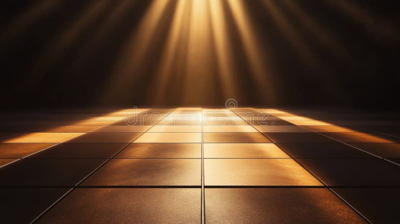Golden Rays Illuminate Dark Tiles, Forming a Beautiful Pattern As Light ...