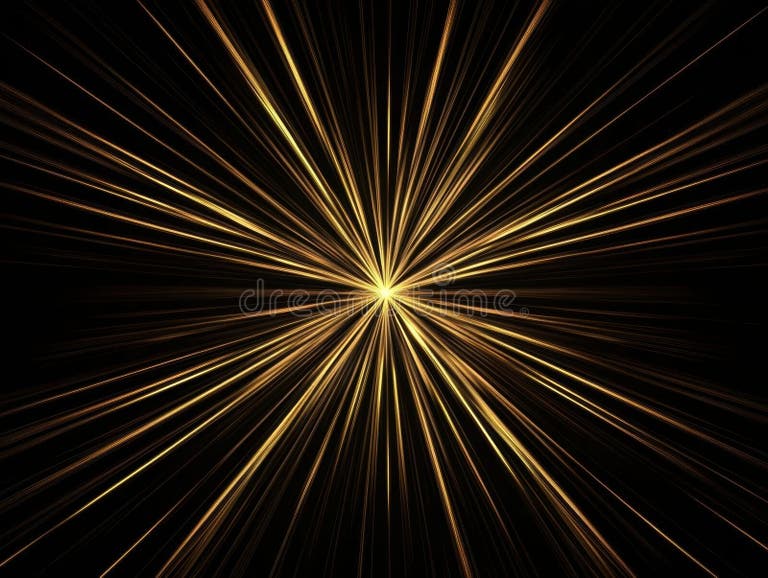 Golden Rays of Light Exploding from a Central Point on a Black ...