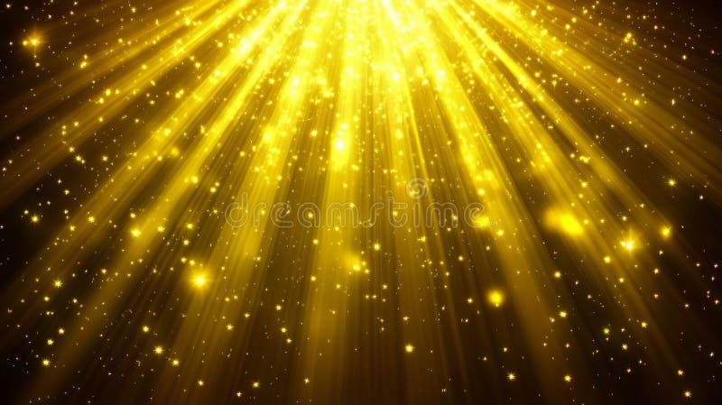Golden Rays of Light with Sparkling Stars Stock Illustration ...