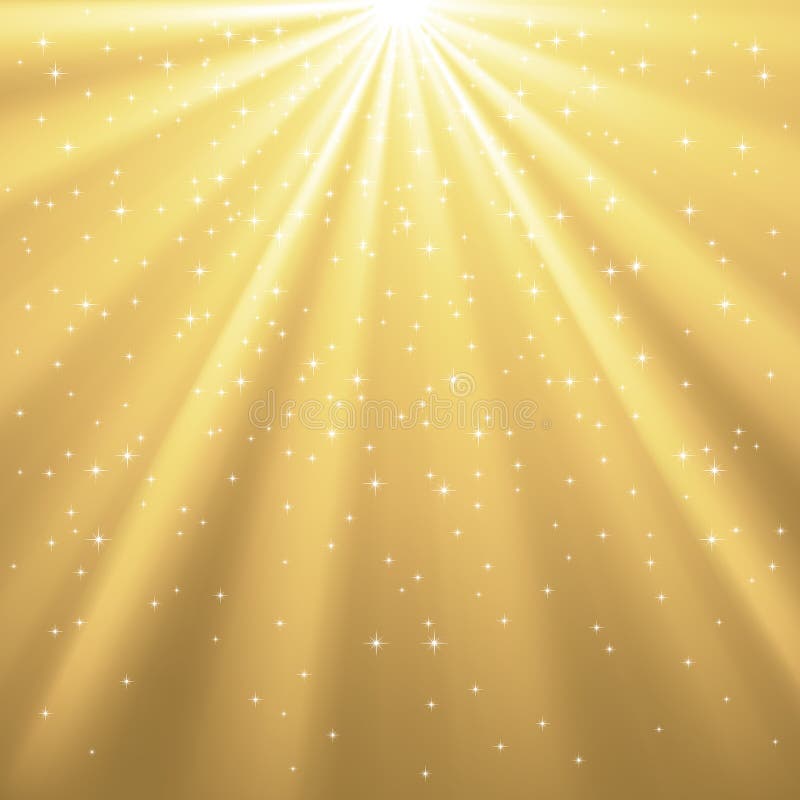 Golden Rays of Light and Stars Stock Vector - Illustration of glow ...