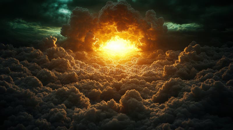 Golden Rays from a Powerful Sunrise Break through Dramatic Clouds ...