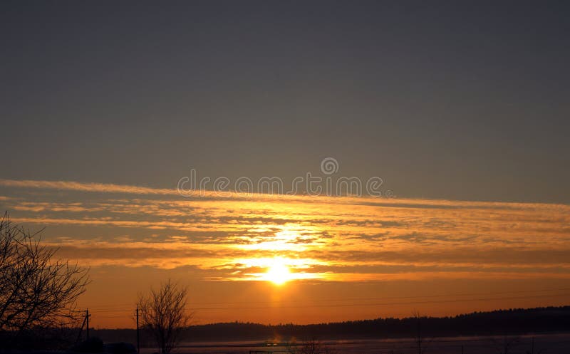 Golden Rays of the Rising Sun in the Dark Sky, Close-up Stock Photo ...
