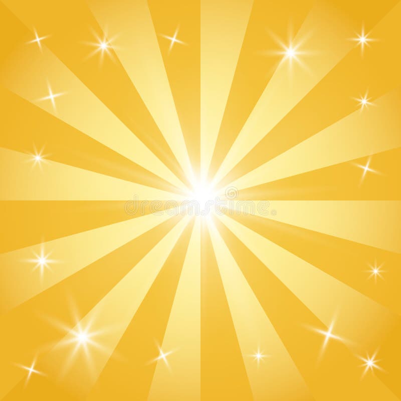 Golden Rays Shining Stars. Flat Vector Illustration Stock Illustration ...