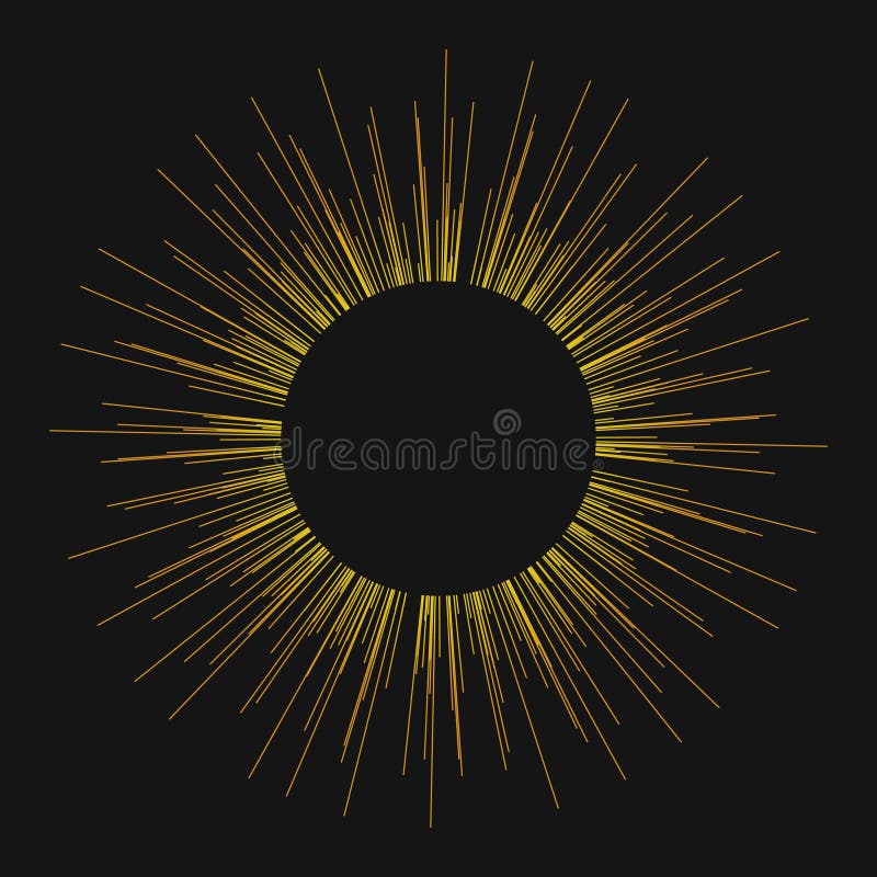 Golden Rays Sun Circle Lines Vintage Stock Vector - Illustration of ...