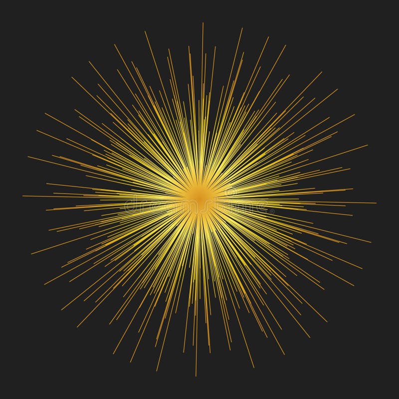 Golden Rays Sun Circle Lines Vintage Stock Vector - Illustration of ...