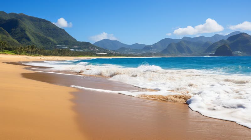 Golden Rays of Sunlight on a Tropical Beach, Inviting Stroll on Powdery ...