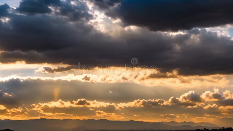 Golden Rays of Sunset Breaking through Storm Clouds Stock Video - Video ...