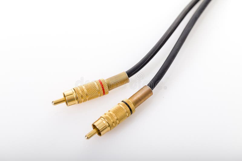 Golden RCA cable stock image. Image of plug, white, speaker - 84997203