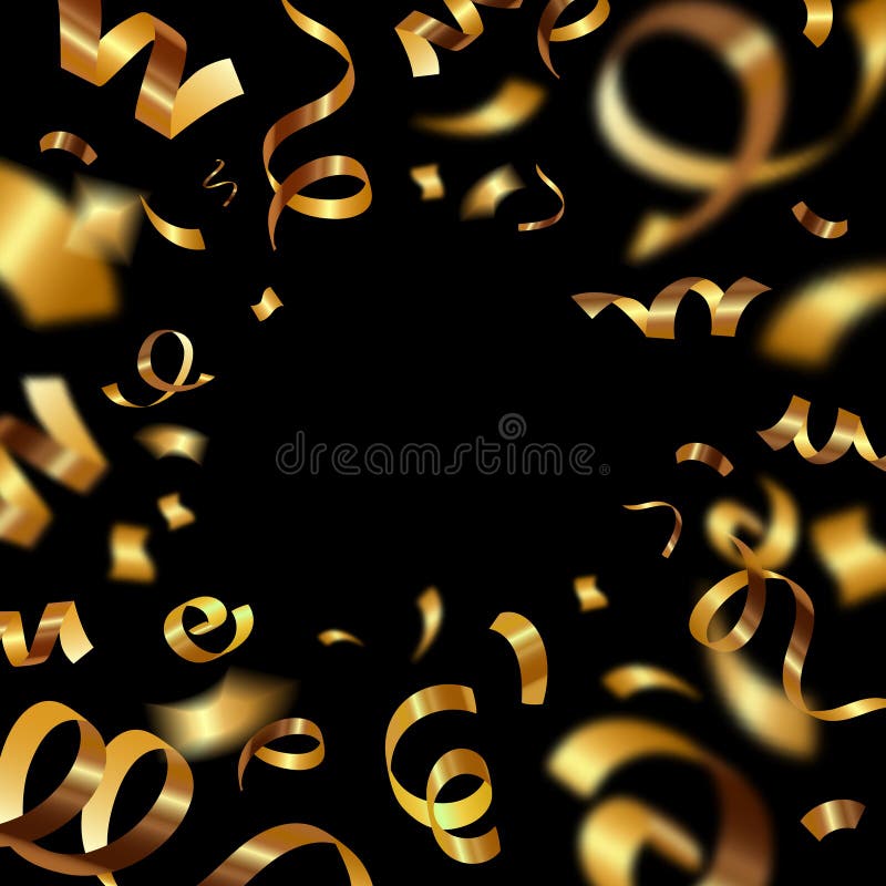 Golden Realistic Confetti Frame with Space for Text for Decoration of ...