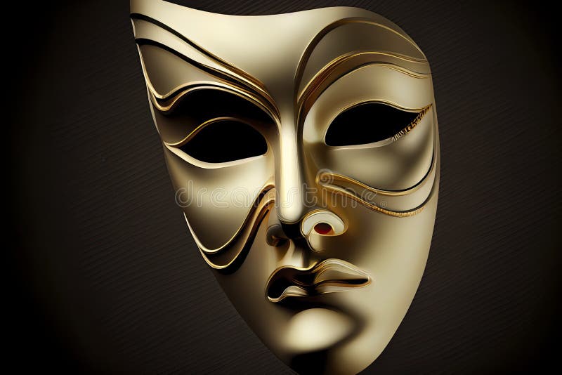 Golden Realistic Mask Isolated on Black. Vector 3d Illustration Stock ...