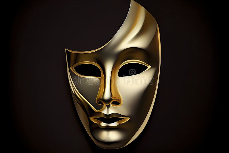 Golden Realistic Mask Isolated on Black. Vector 3d Illustration Stock ...