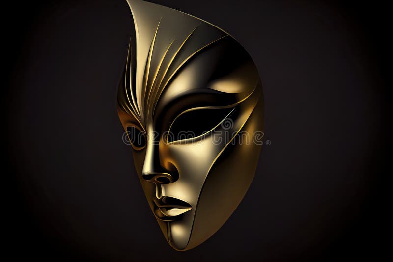 Golden Realistic Mask Isolated on Black. Vector 3d Illustration Stock ...
