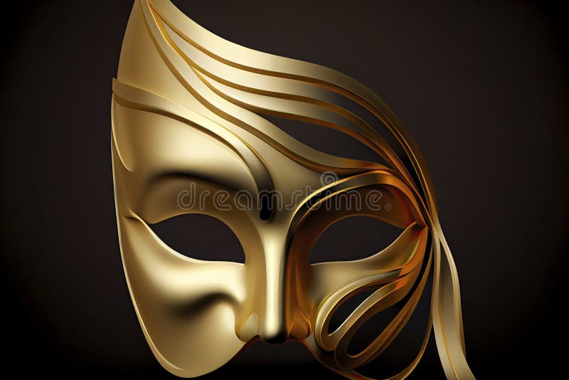 Golden Realistic Mask Isolated on Black. Vector 3d Illustration Stock ...