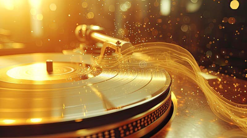 Golden Records and Phonograph, Flowing Voiceprint.Generative AI Stock ...