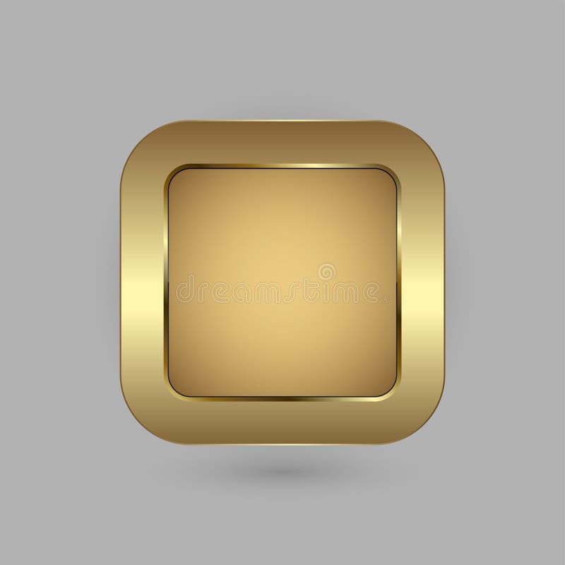 Golden Rectangle Blank Button for Website UI or App UX Vector Design in ...