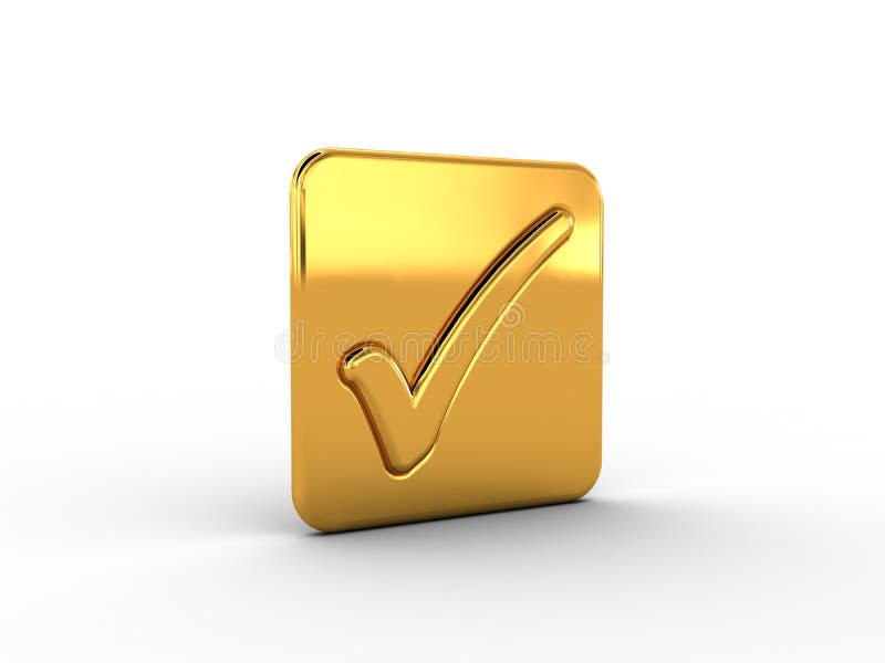 Golden Rectangle with Check Mark Stock Illustration - Illustration of ...