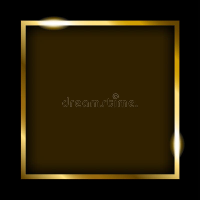 Golden Rectangle Frame Isolated on Black Background Stock Vector ...