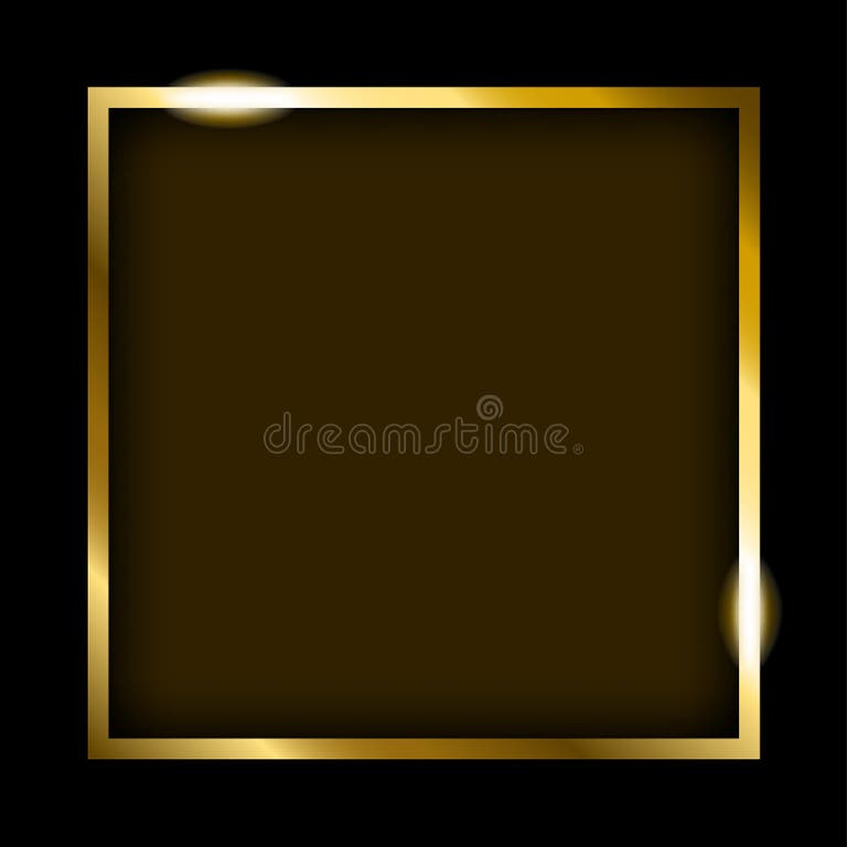 Golden Rectangle Frame Isolated on Black Background Stock Vector ...