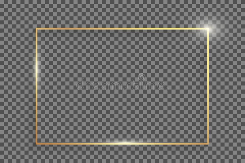 Golden Rectangle Frame with Shadows and Highlights Stock Vector ...