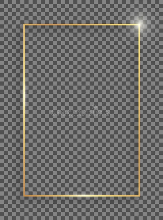 Golden Rectangle Frame with Shadows and Highlights Stock Vector ...