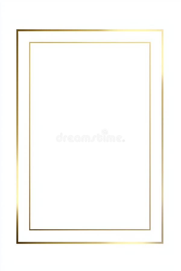 Golden Rectangular Frame Glowing on a White Background, Providing an ...