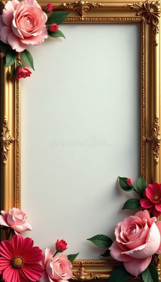 Golden Rectangular Frame, Horizontal Placement, Simple, Wedding Stock ...