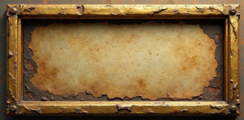 Golden Rectangular Picture Frame Cutout, Aged Texture , Decor, Texture ...