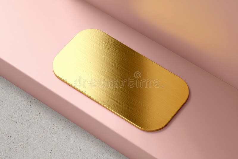 Golden Rectangular Plate on Pink Surface in Minimalist Composition ...