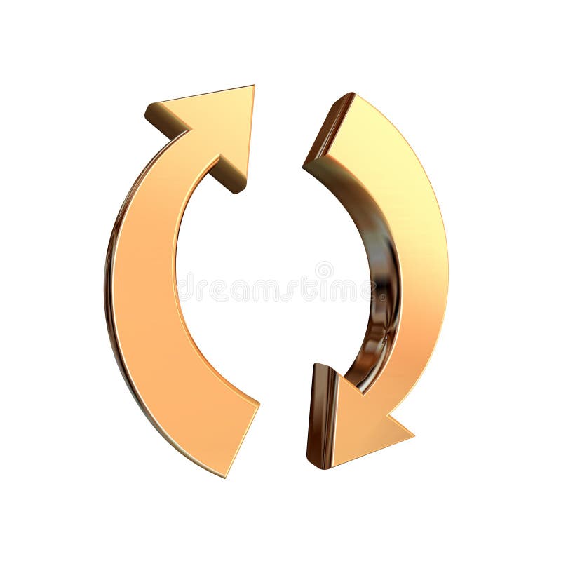 Golden recycle sign stock illustration. Illustration of revolve - 4124304