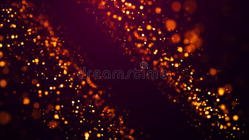 Golden Red Glow Particles Flicker And Float In Viscous Liquid With