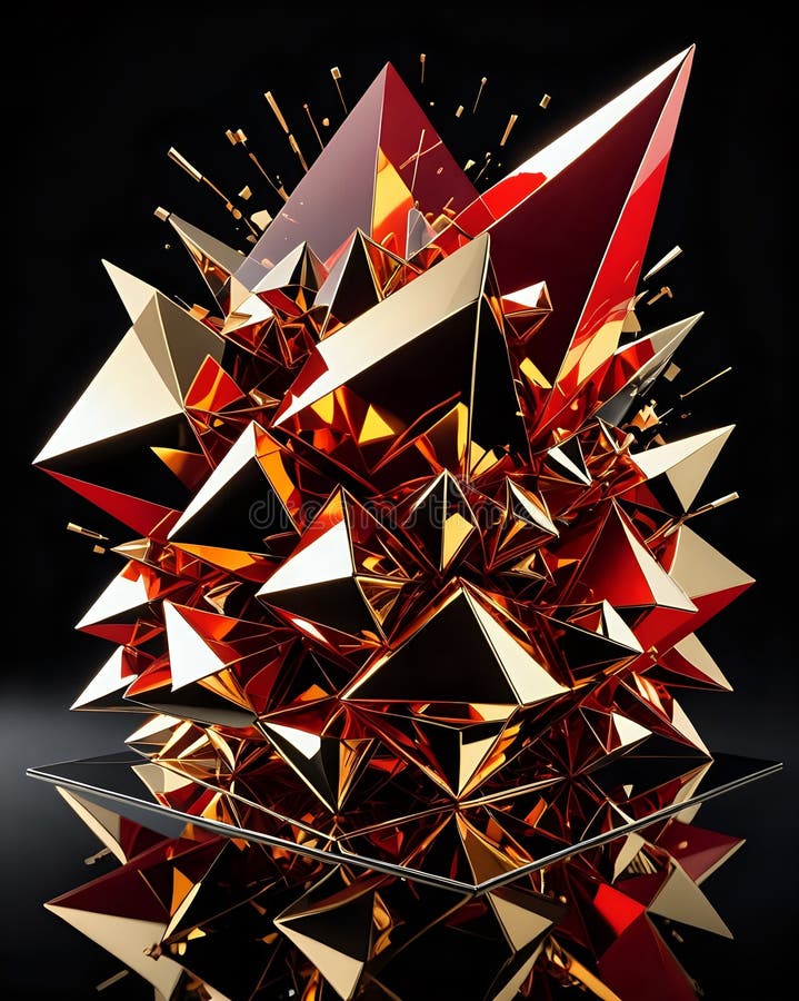 Golden Red Pyramid Cluster stock illustration. Illustration of metallic ...