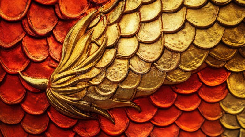 Golden and Red Scales of a Mythical Creature Stock Illustration ...