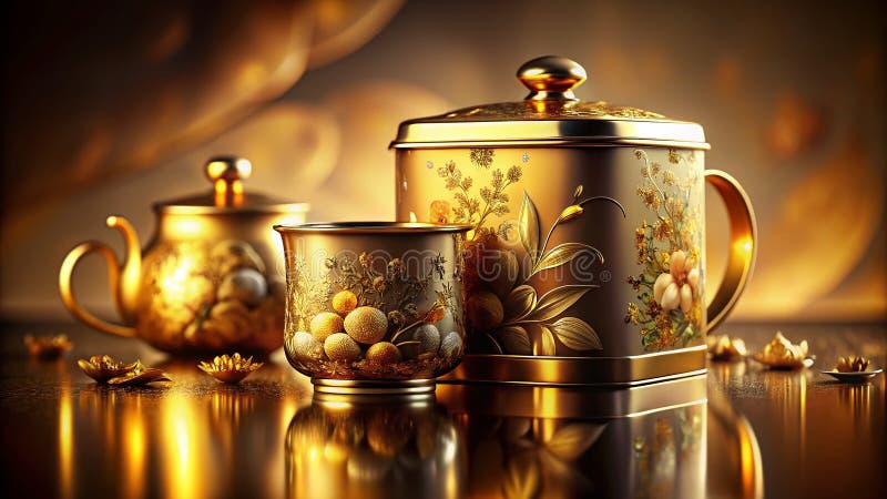 Golden Reflections Dance in a Vintage Tea Tin Still Life Delicate ...