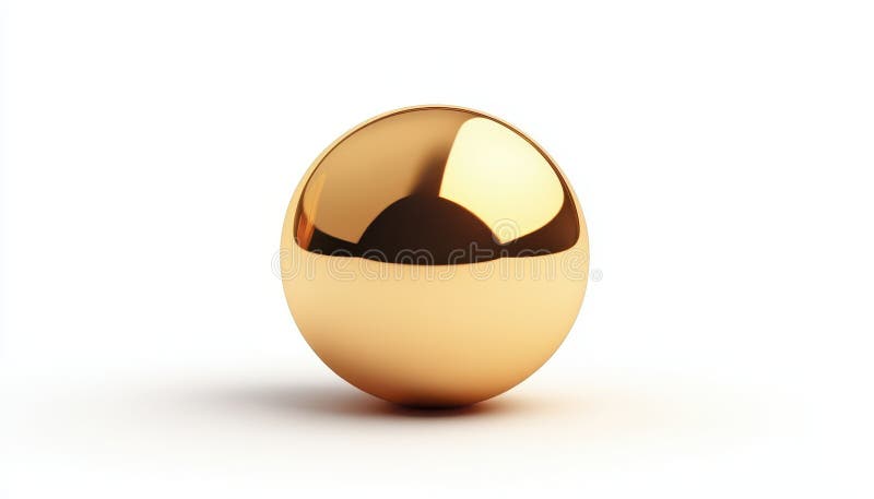 Golden Reflective Sphere on a White Background, Showcasing Light and ...