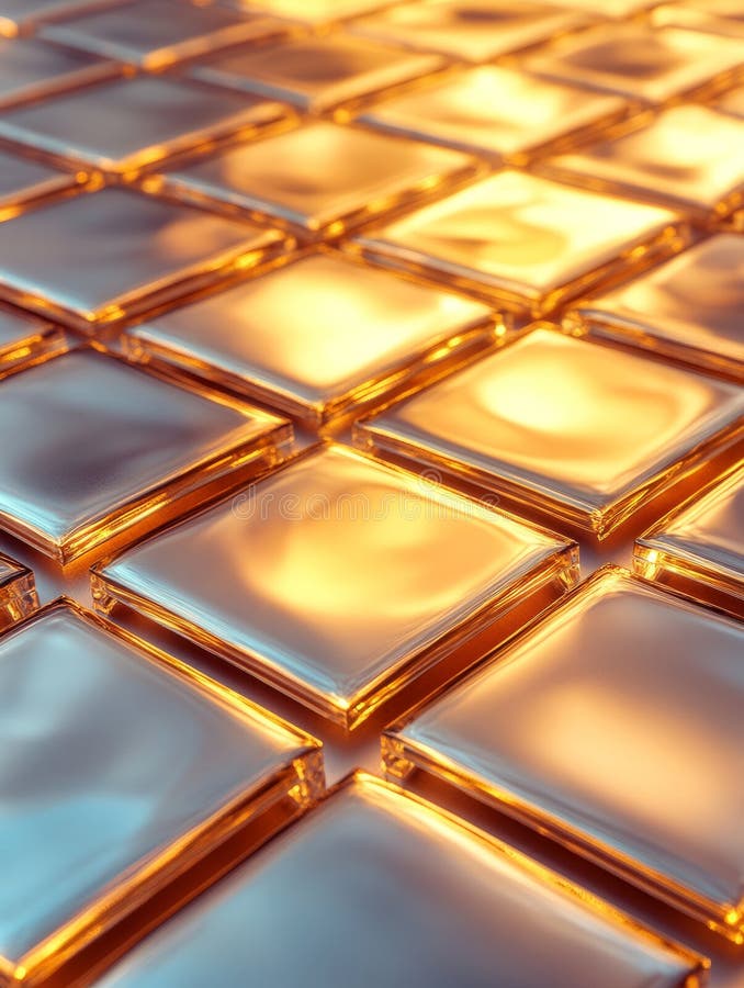 Golden Reflective Tiles with a Warm Glow Stock Photo - Image of ...