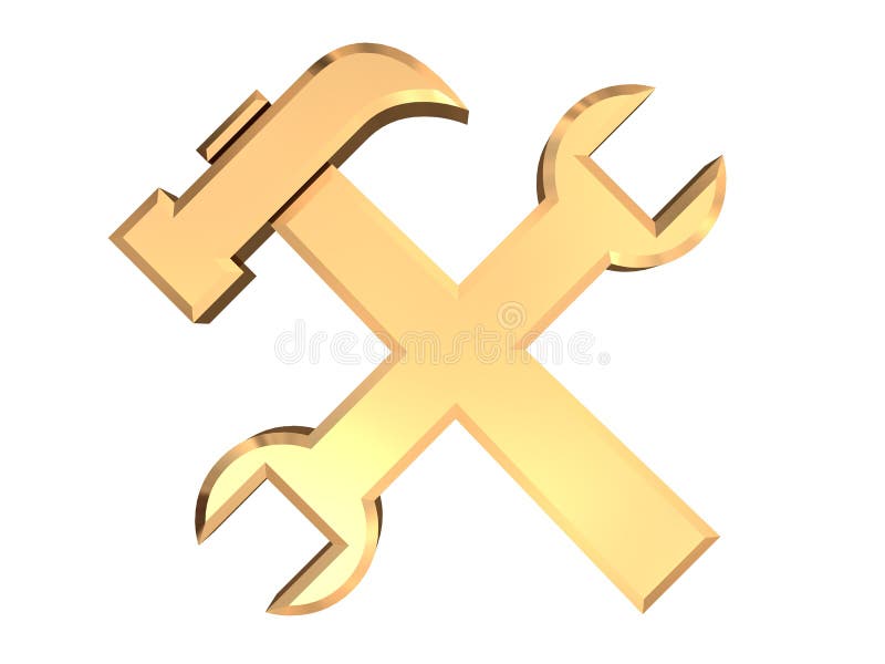 Golden tools stock illustration. Illustration of gold, forkwrench - 694834