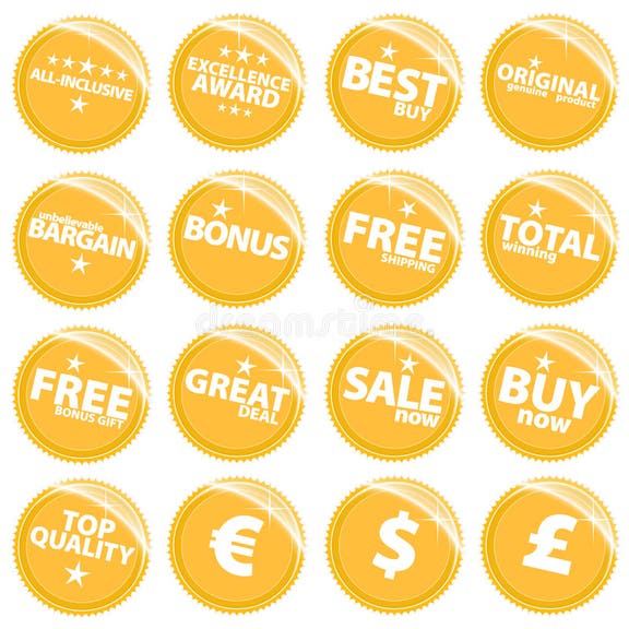 Golden retail web stickers stock vector. Illustration of dollar - 5208717