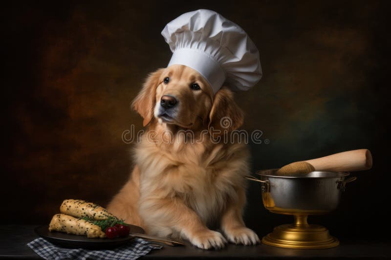 Golden Retriever Classically Trained Chef Dog Generative AI Stock ...