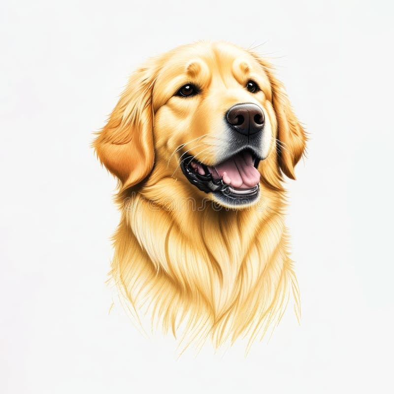 Golden Retriever Dog Colored Style Drawing Illustration Stock ...
