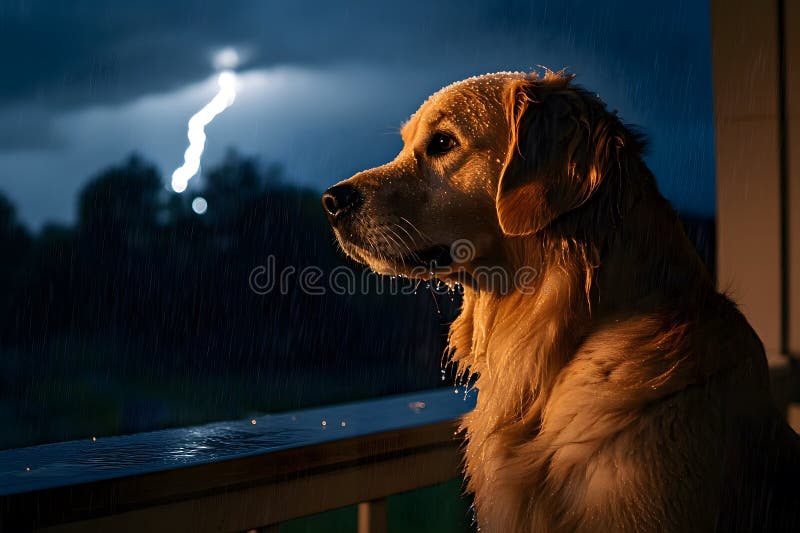 Golden Retriever stock image. Image of cloudy, fearful - 334295315