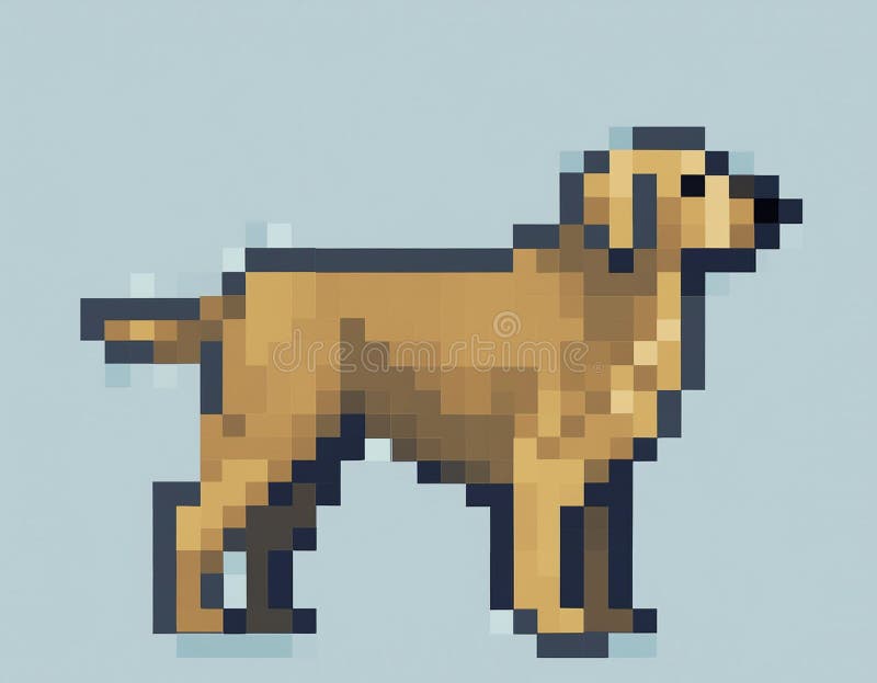 Golden Retriever Dog Pixel Art Stock Illustration - Illustration of ...