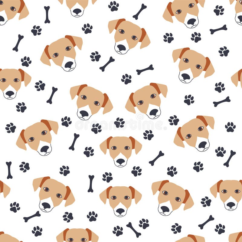 Golden Retriever Dogs Muzzle Seamless Pattern. Stock Vector ...