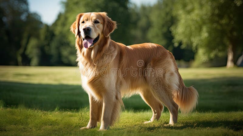 Golden Retriever Dogs Playing in the Garden Stock Illustration ...