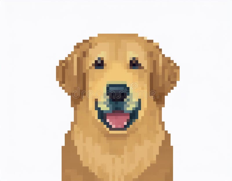 Golden Retriever Dog Pixel Art Stock Illustration - Illustration of ...