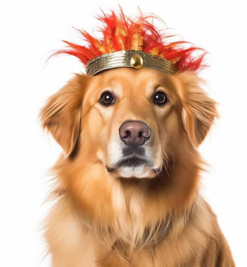 A Golden Retriever Wearing a Crown on Its Head Stock Illustration ...